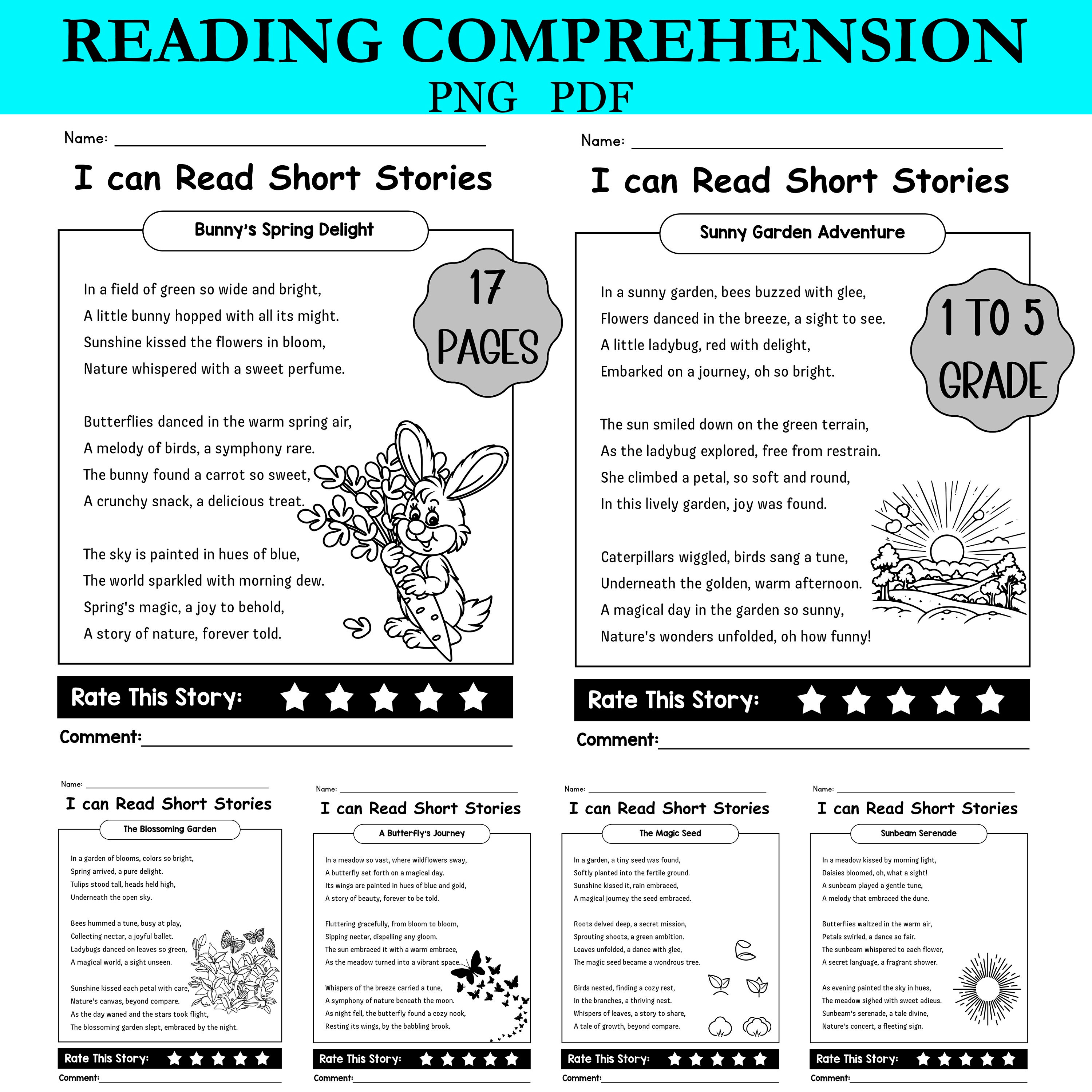 Reading Comprehension Printable Kindergarten First to Five Grade ...