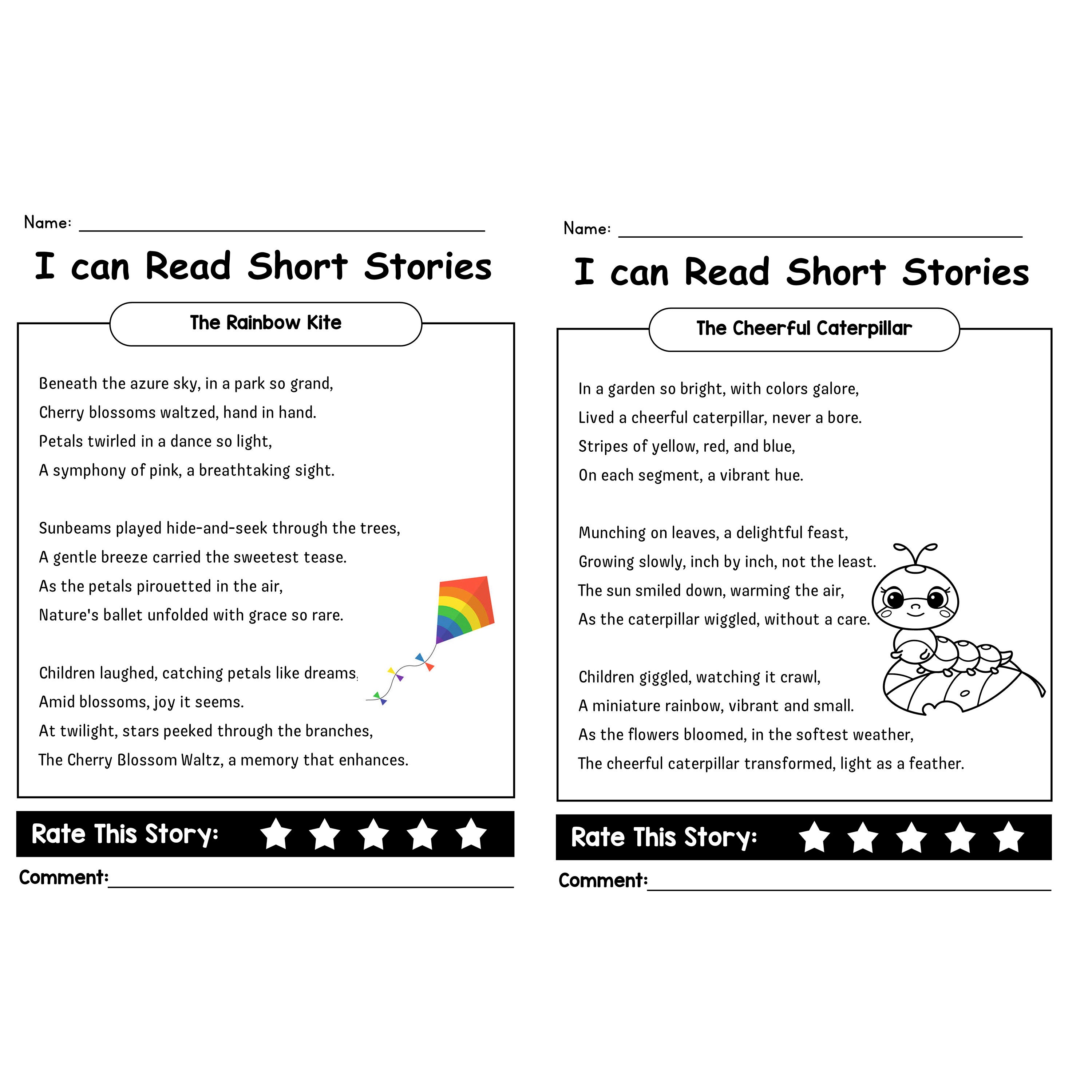 Reading Comprehension Printable Kindergarten First to Five Grade ...