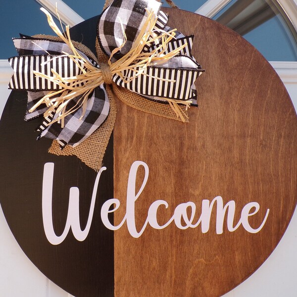 Round Wood Welcome Sign - Etsy