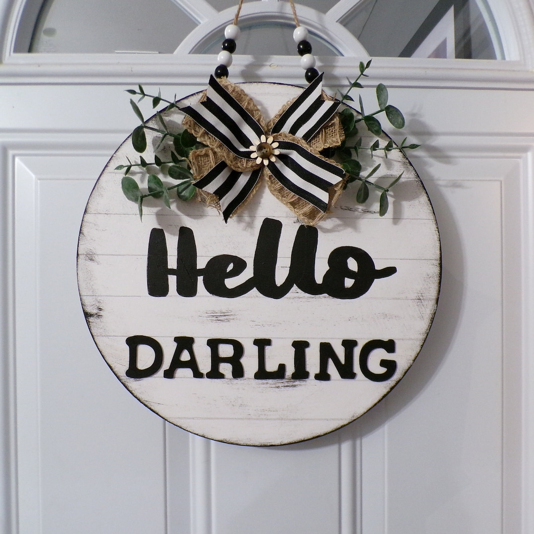 14 hello Darling Wood Round Sign - Etsy
