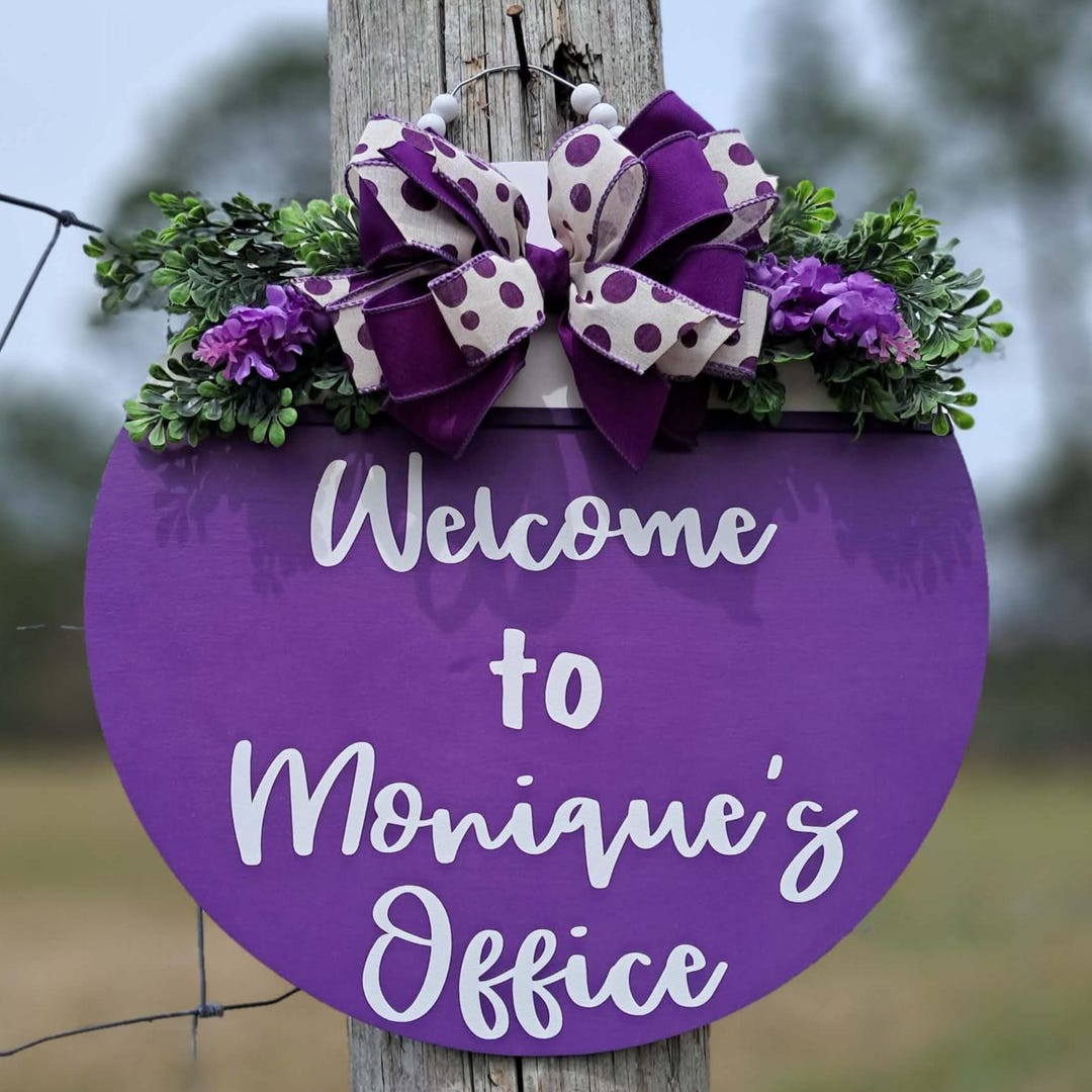 Personalized Office Door Hanger – Hand-painted Welcome Sign With Bow - Etsy
