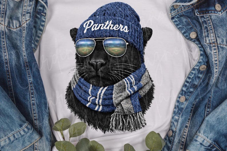 Panthers Mascot PNG: Sporty Panther With Knit Beanie (digital Download ...