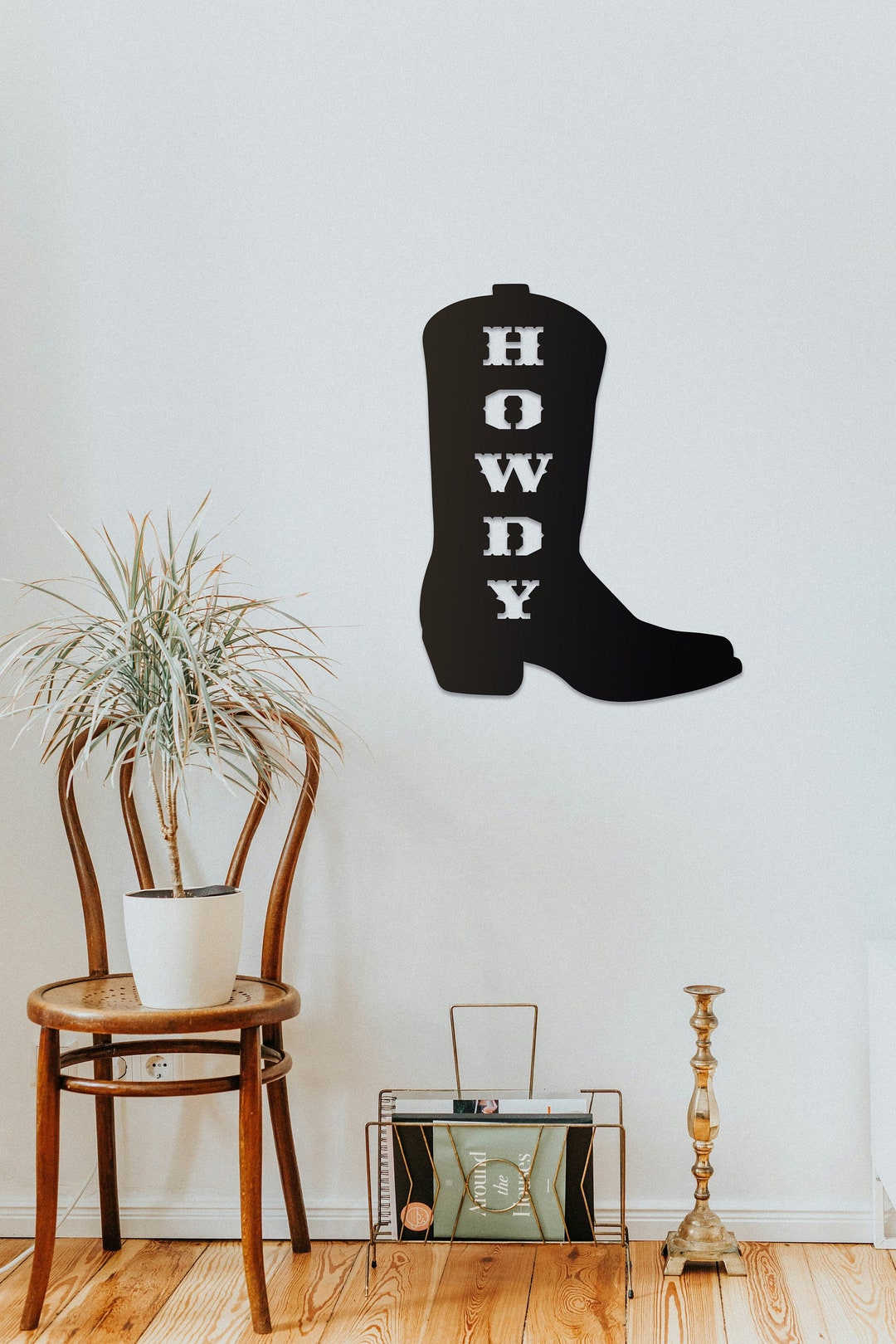 Cowboy Boot Metal Art | Metal Cowboy Sign | Howdy Wall Hanging ...