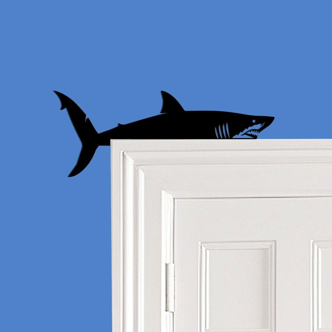 Shark Door Frame Topper Metal | Door Frame Corner Sign | Metal Wall Art ...