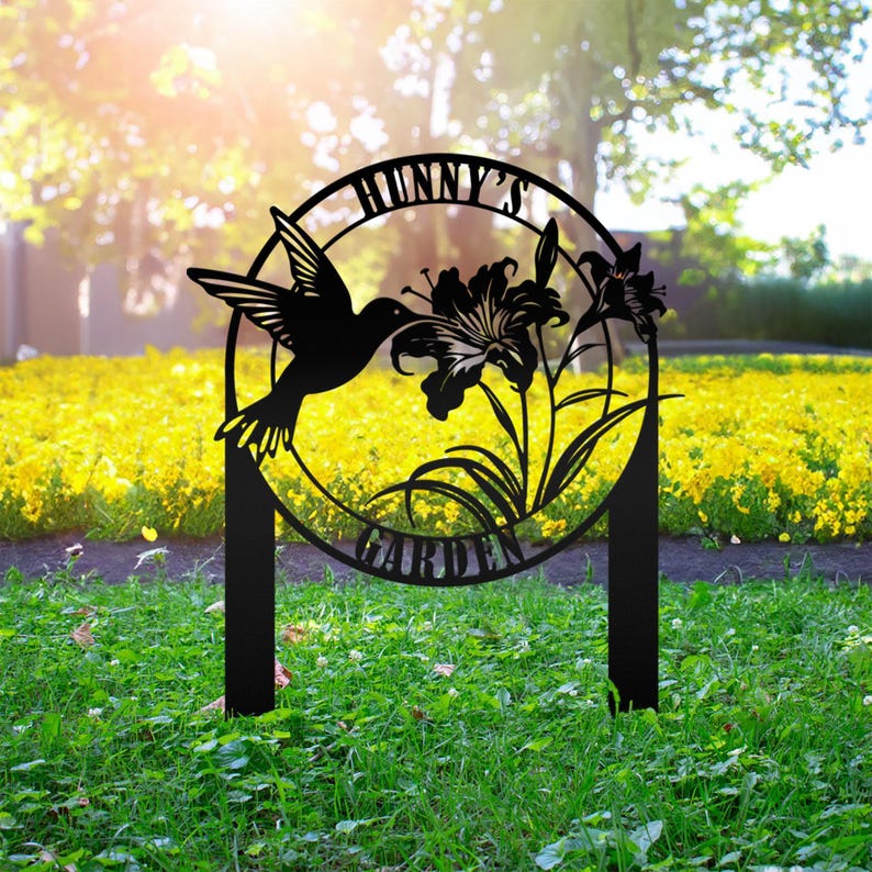 Customizable Hummingbird Sign | Metal Yard Decoration | Garden Sign ...