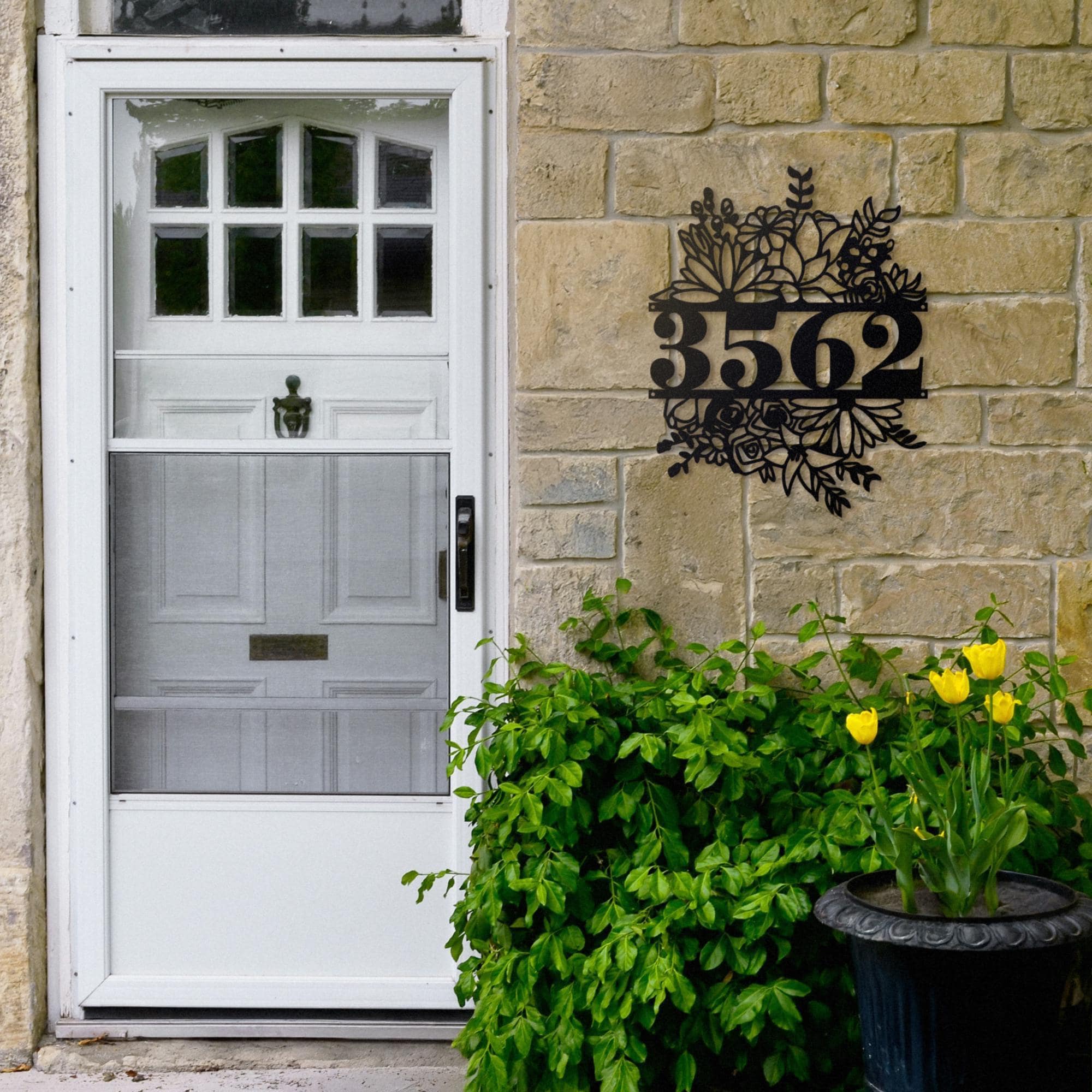Personalized Floral House Number Sign | Metal House Numbers | Address ...