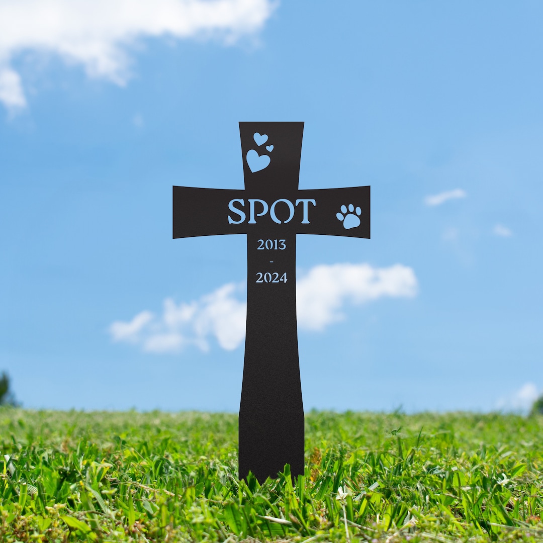 Cross Pet Memorial Personalized Garden Stake | Pet Grave Marker | Pet ...