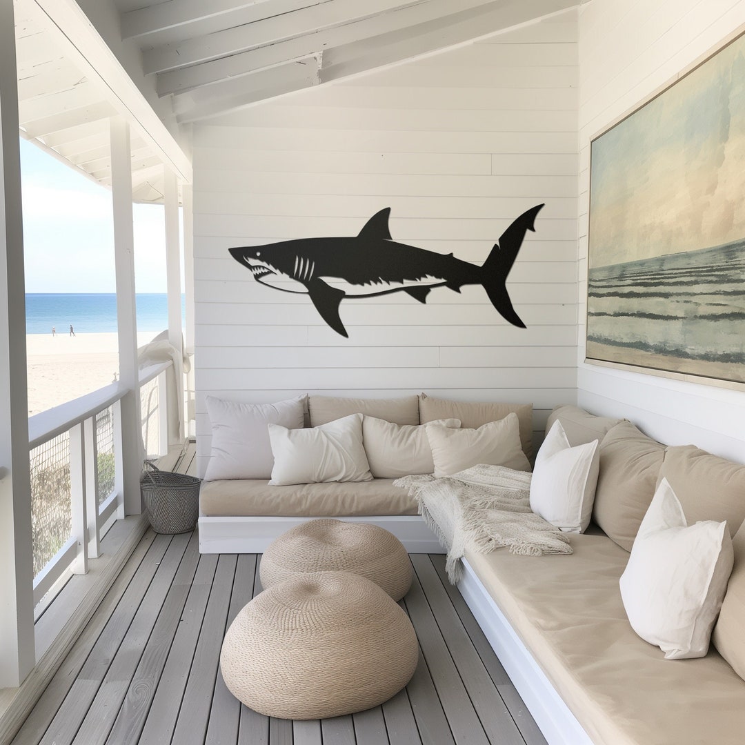 Shark Wall Decor | Patio Decor | Metal Wall Art | Beach House Decor ...
