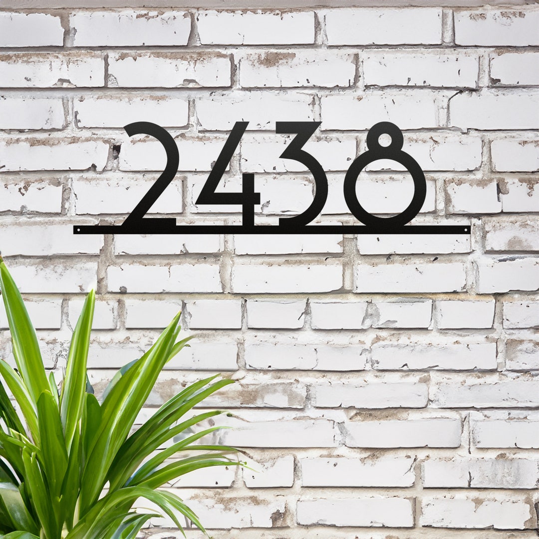 Mid Century Metal House Number Sign | Address Sign | Art Decor Address ...