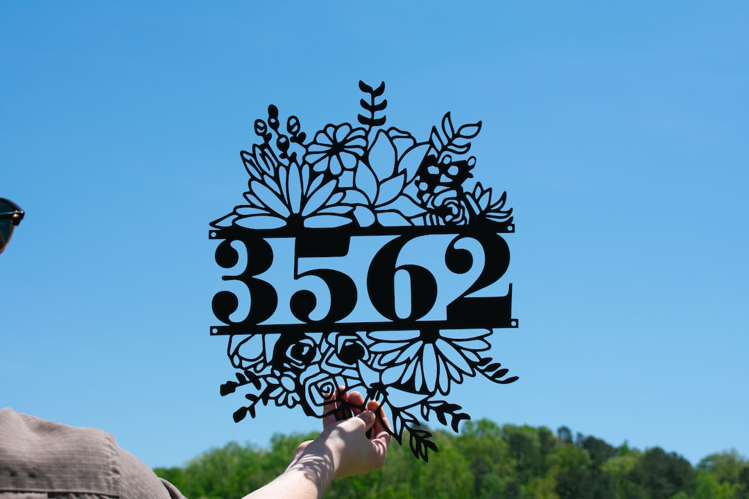 Personalized Floral House Number Sign | Metal House Numbers | Address ...