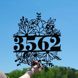 Personalized Floral House Number Sign | Metal House Numbers | Address ...