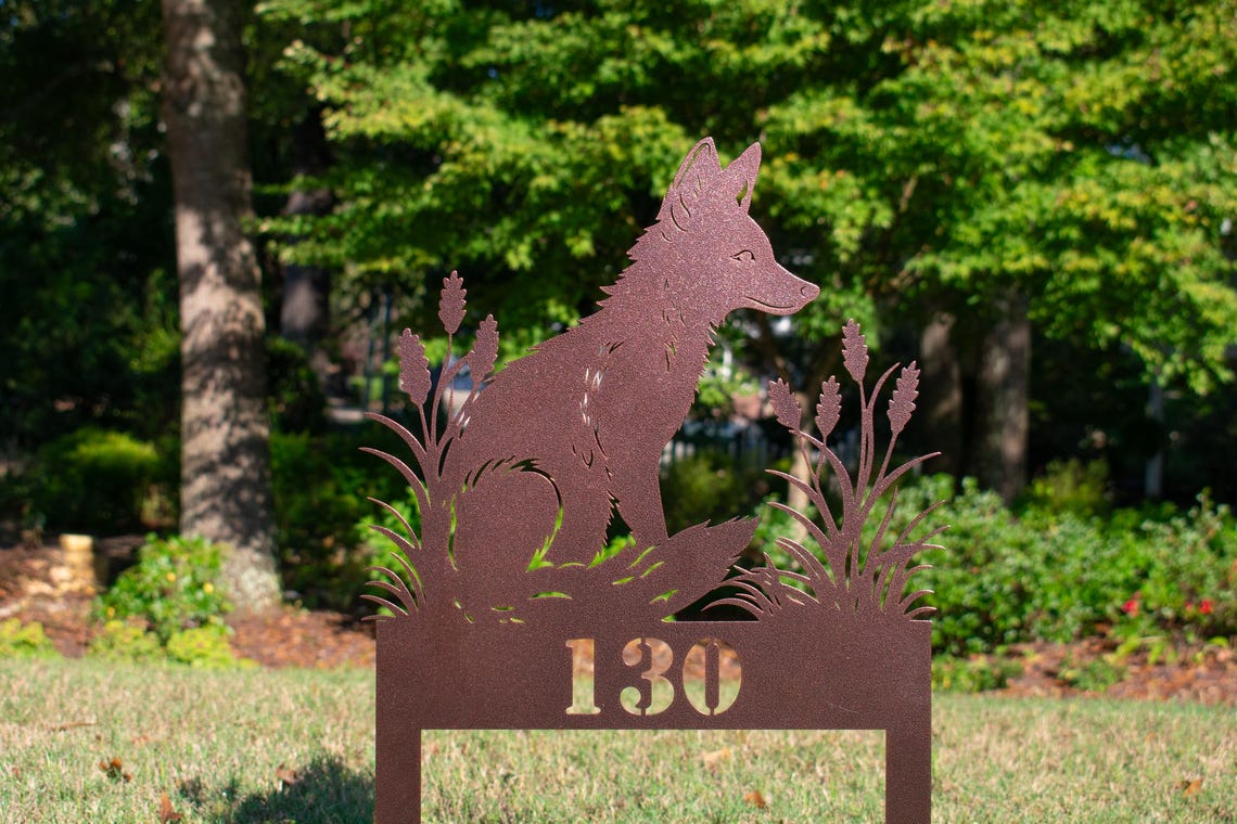 Whimsical Fox Metal Garden Stake Address Sign | Garden Decor | Animal ...