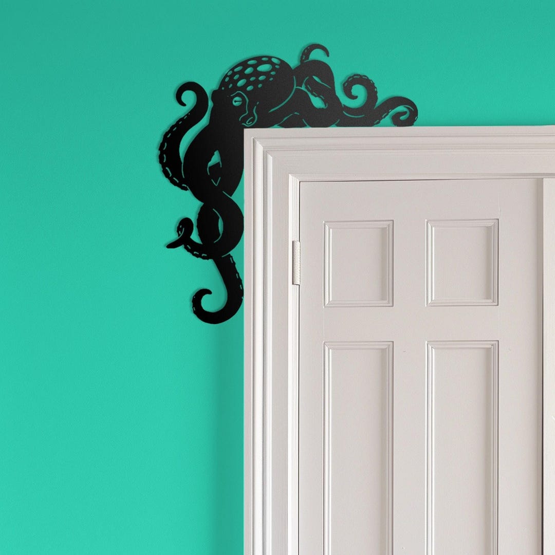 Octopus Door Frame Topper Metal | Door Frame Corner Sign | Metal Wall ...