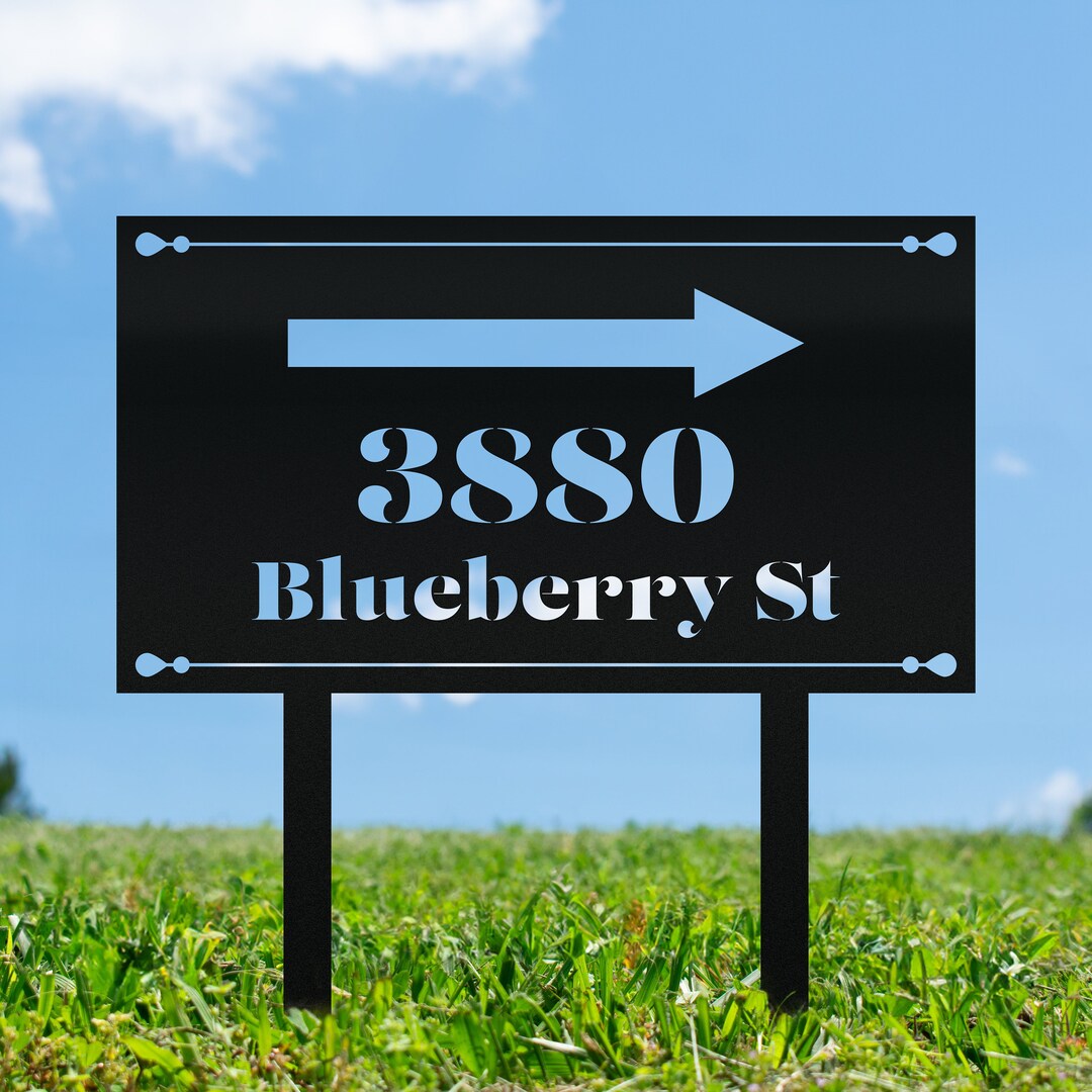 Metal Yard Stake Arrow Address Sign | Metal House Numbers | Address ...