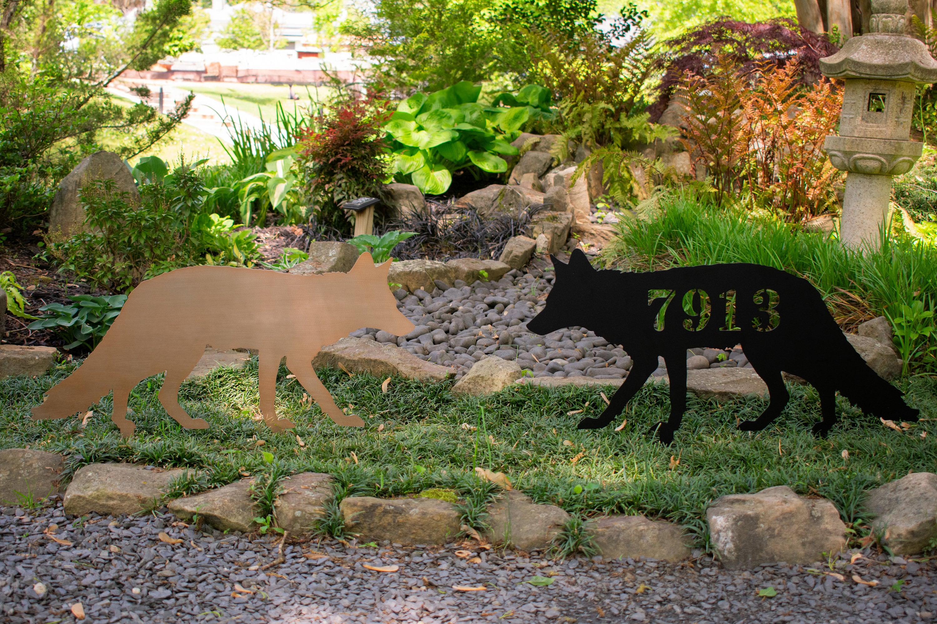 Personalized Fox House Number Yard Stake Metal House Numbers Address ...
