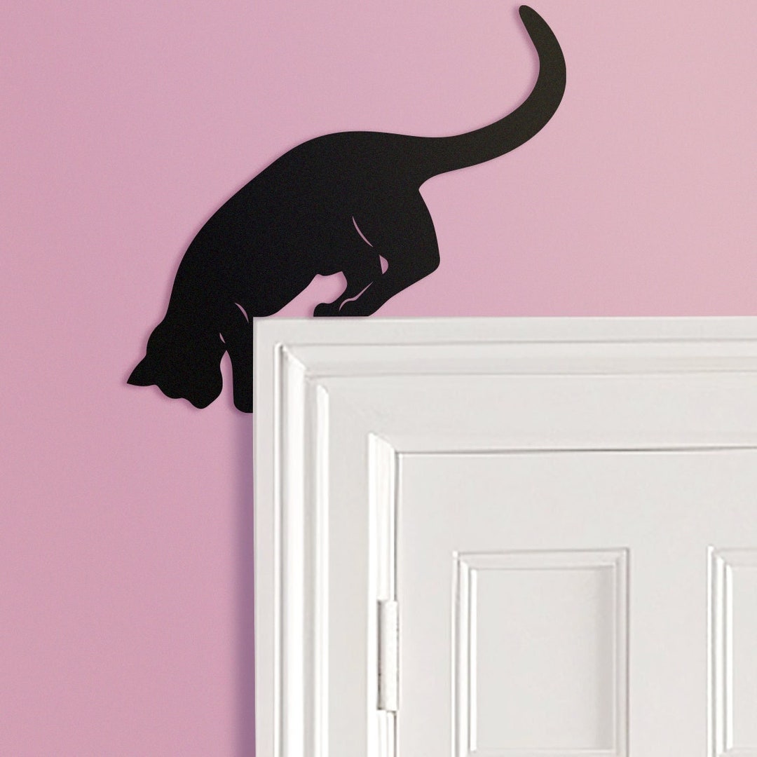 Cat Door Frame Topper Metal Door Frame Corner Sign Metal Wall Art ...