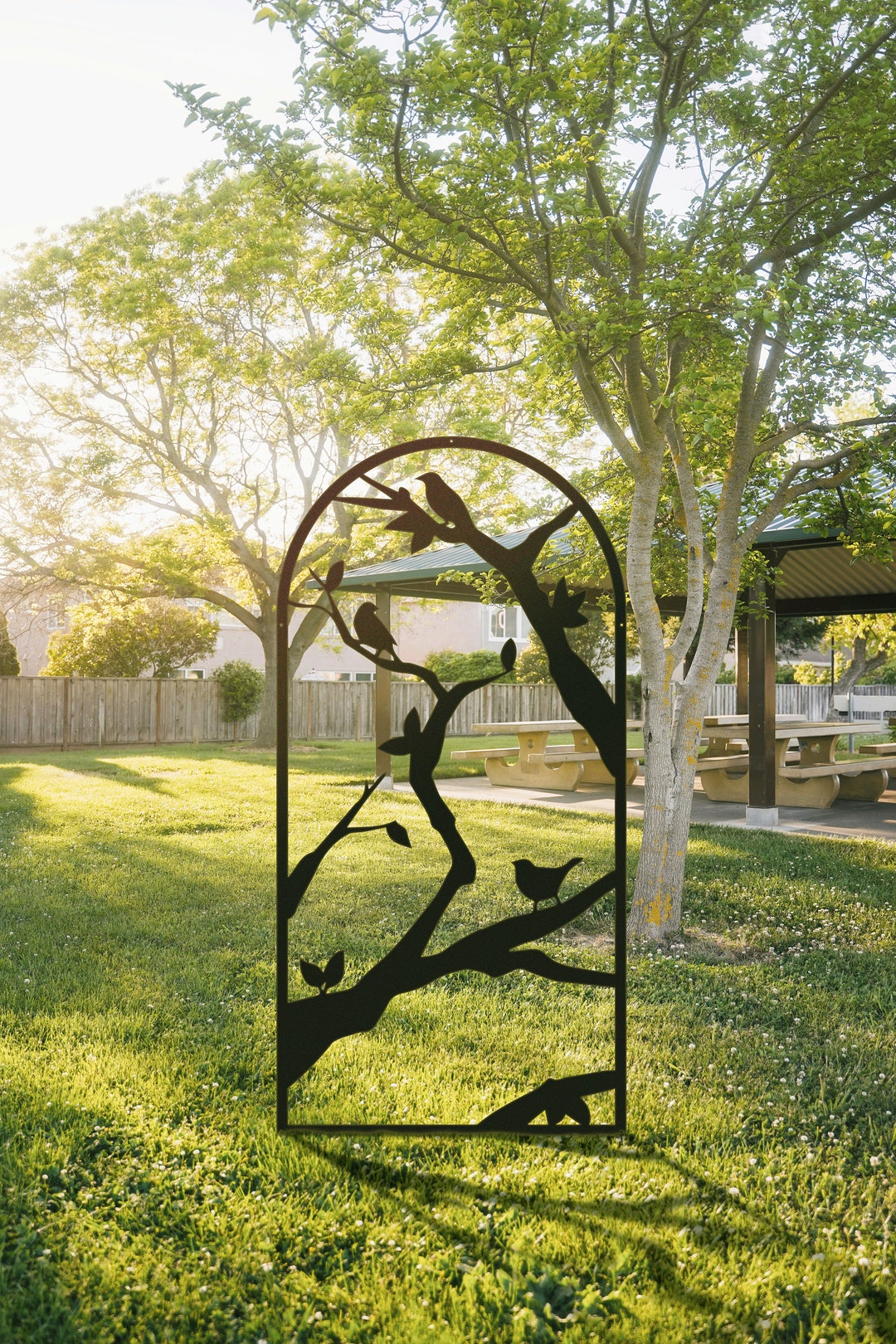 Bird Garden Trellis Metal Garden Art Garden Decor Backyard Decor Garden ...