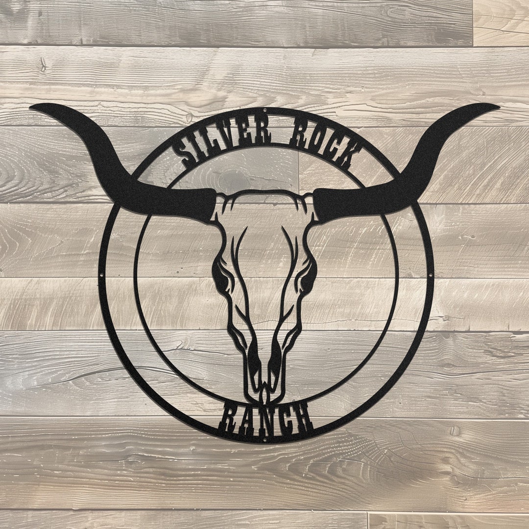 Longhorn Custom Ranch Name Metal Wall Hanging | Metal Farm Sign | Ranch ...