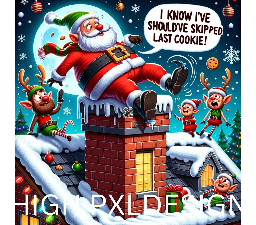 Christmas Santa Stuck in Chimney Joke Holiday Funny Cup Christmas PNG ...