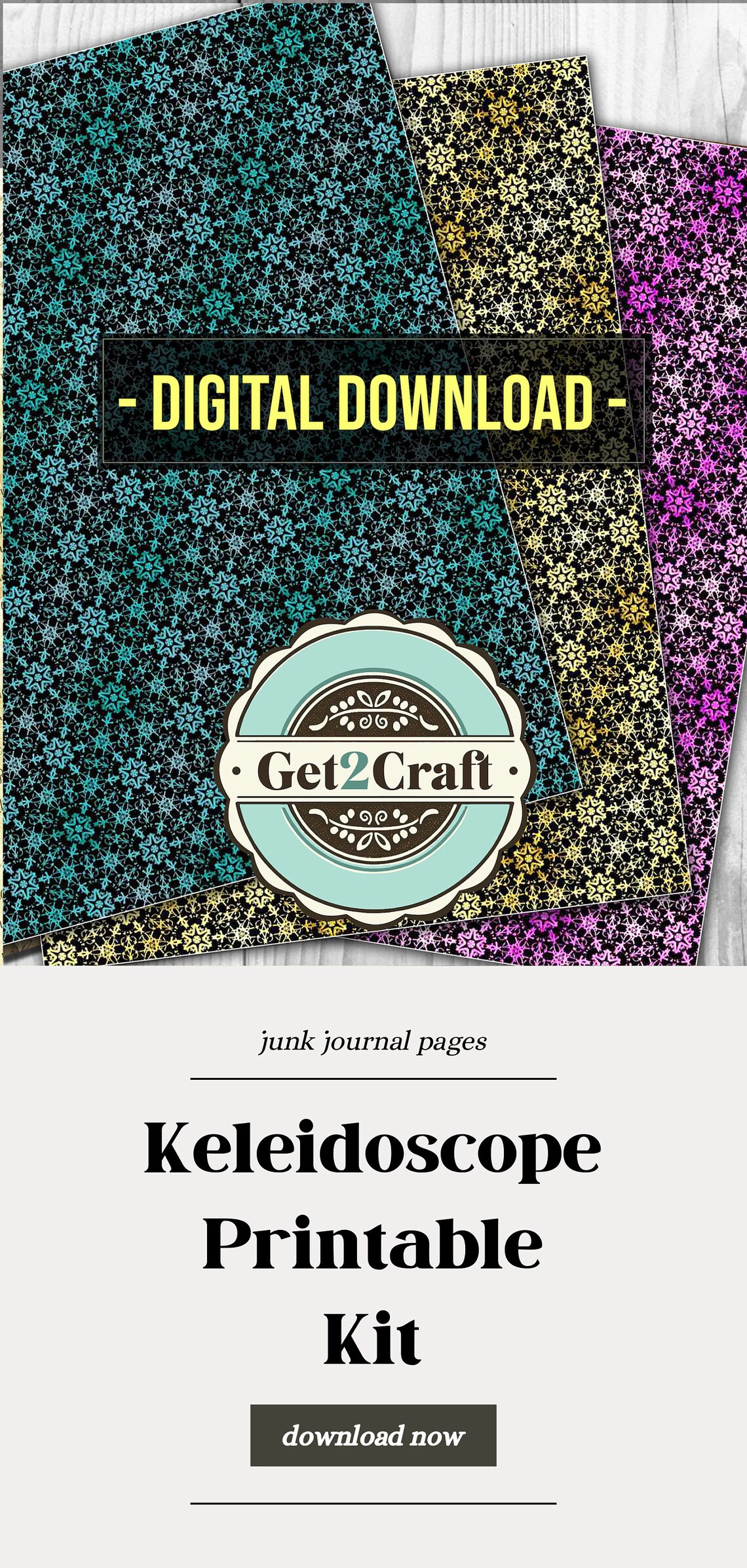 Printable Junk Journal Kit - Kaleidoscope - Digital Paper Set ...