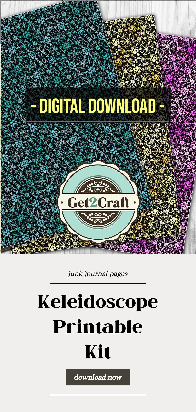Printable Junk Journal Kit - Kaleidoscope - Digital Paper Set ...