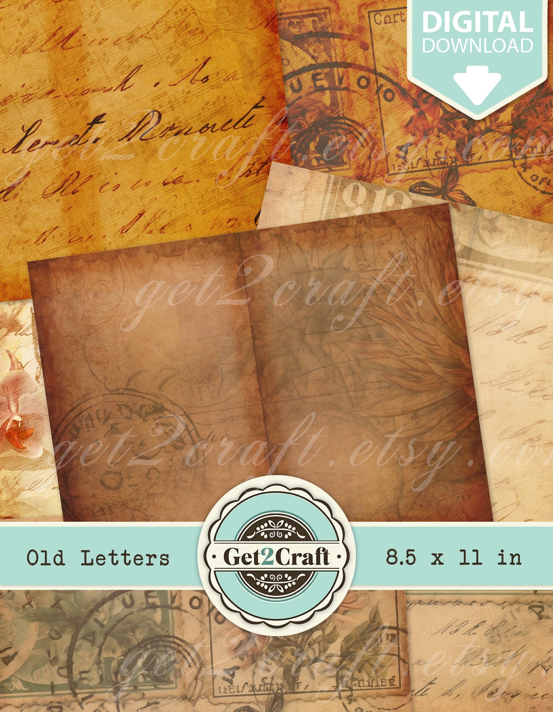 Printable Junk Journal Kit - Old Letters - 12 Digital Pages for ...