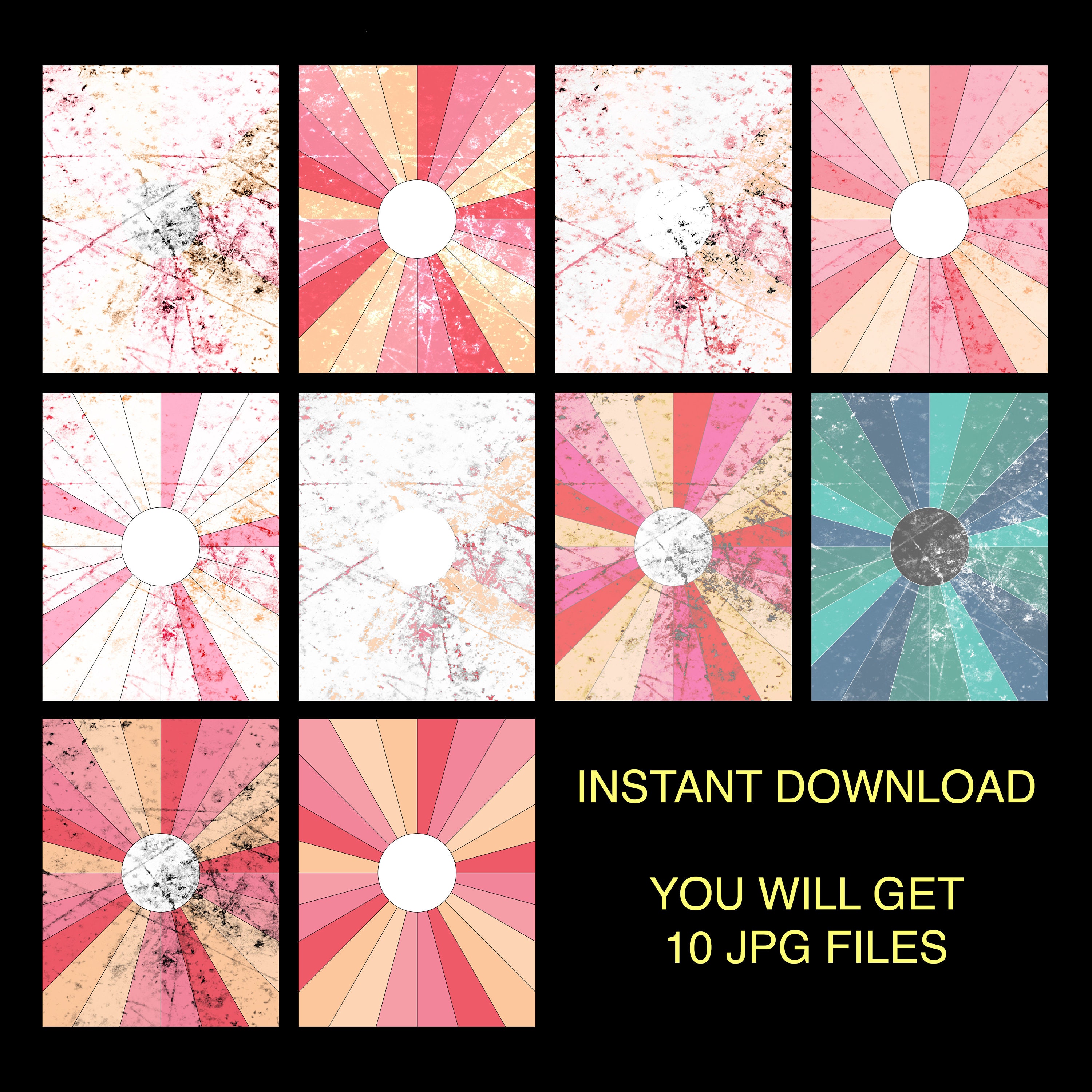 Printable Junk Journal Kit - Retro Sun Rays - Digital Paper Set ...