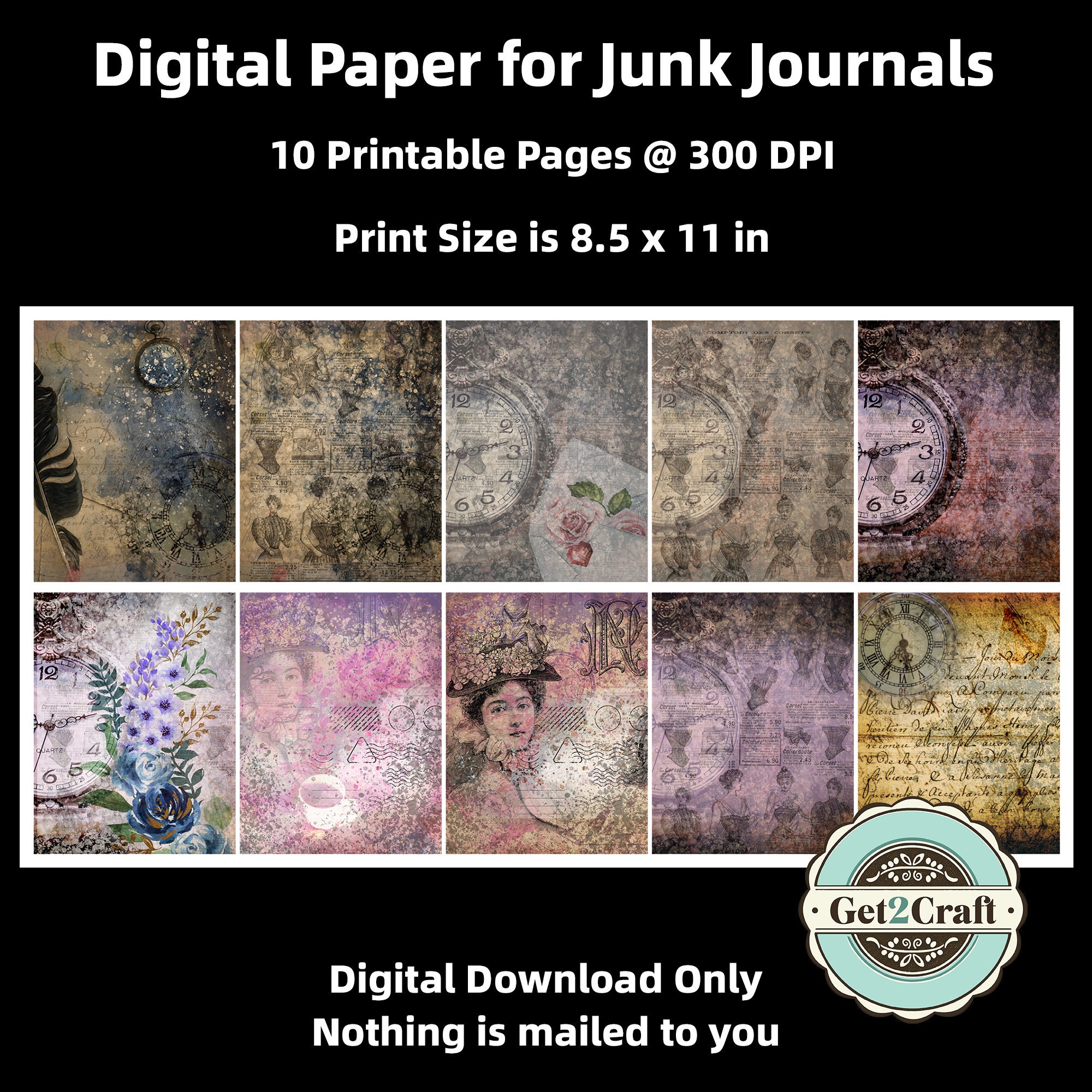 Vintage Junk Journal Digital Paper Kit - Victorian Theme -digital Paper ...