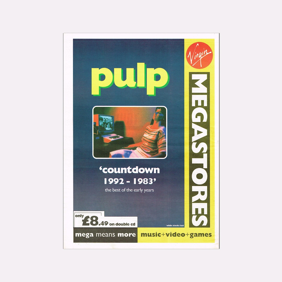 Pulp · Countdown 1992-1983 · UK Album Poster – Vintage Music Advert ...
