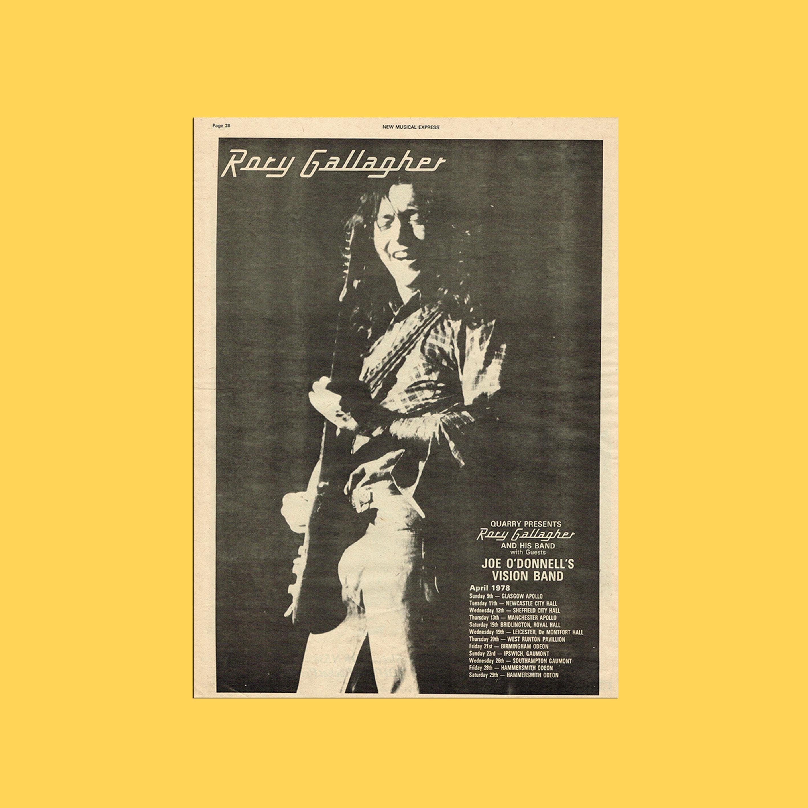 Rory Gallagher · UK Tour Poster · Rare Authentic Original Music Poster ...
