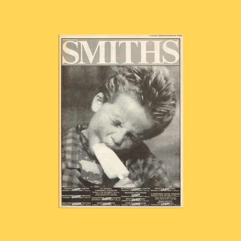 The Smiths Rare Authentic Original UK Tour Music Poster Advert 1986 - Etsy