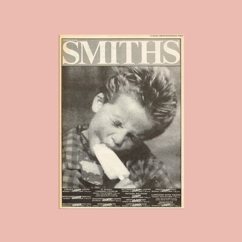 The Smiths Rare Authentic Original UK Tour Music Poster Advert 1986 - Etsy