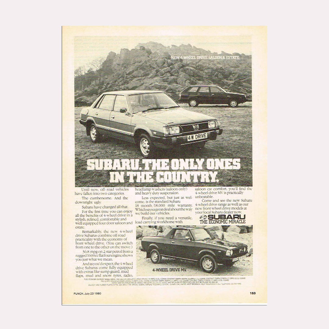 Subaru 1980 Original 4-wheel Poster Advert - Etsy