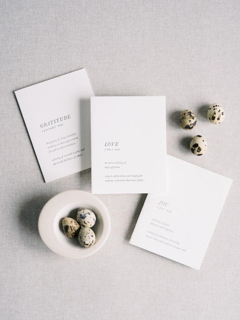 Gratitude Card – Letterpress Glossary Design | Elegant Thank You Card ...