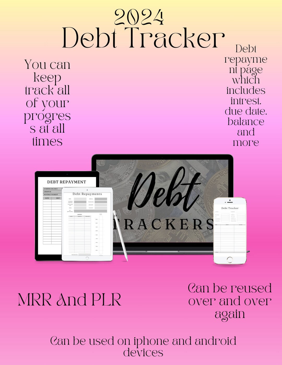 2024 Digital Debt Tracker, Digital Product, PDF, Canva Template, Master ...