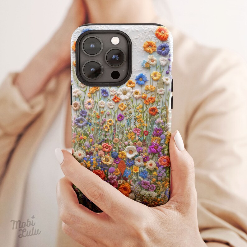 3D Embroidery Flowers Phone Case | Phone Cover for | Pearl | Spring ...