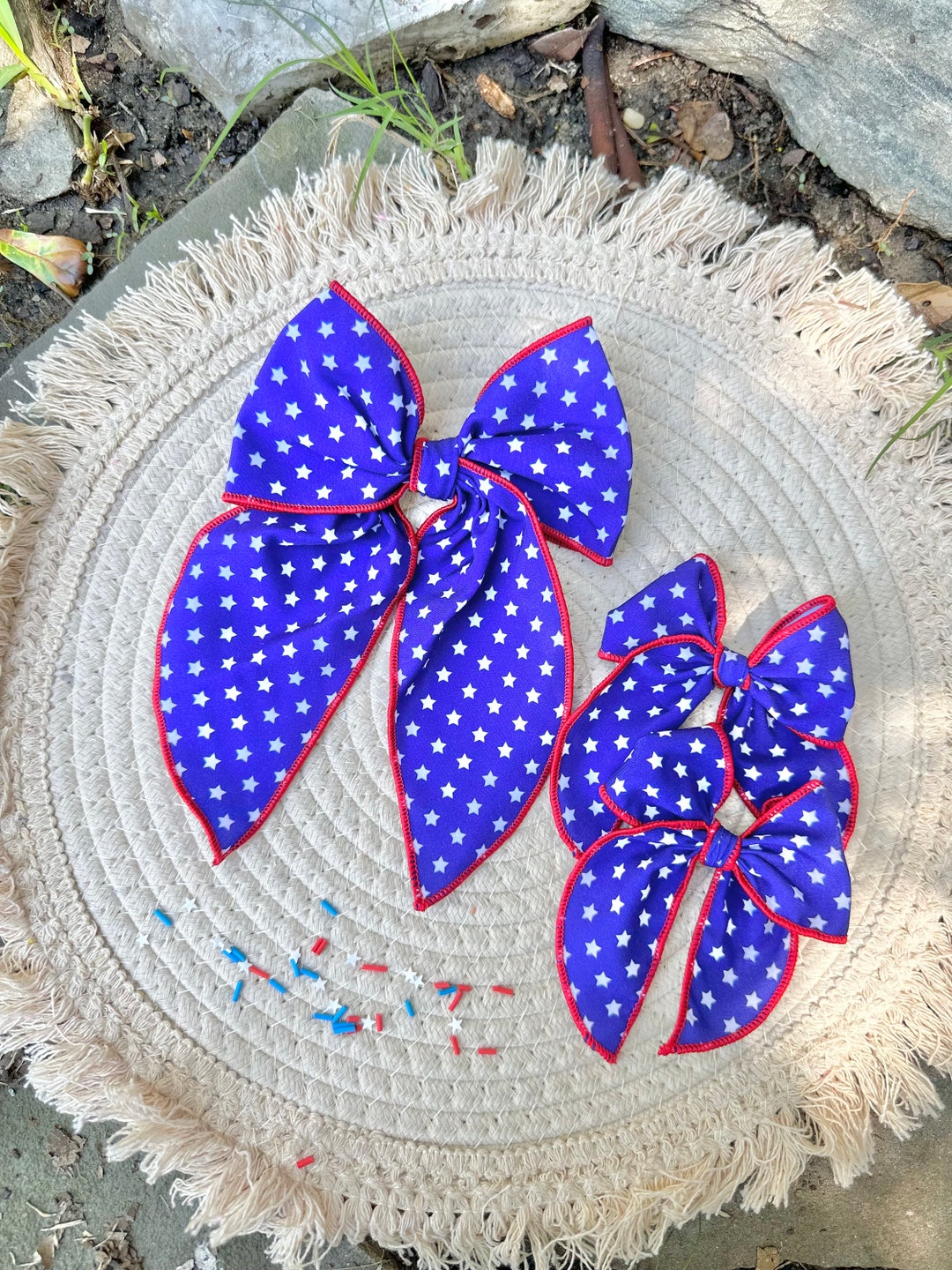 Stars Bow | Red White and Blue Bows | Patriotic Bow | Fourth of July ...