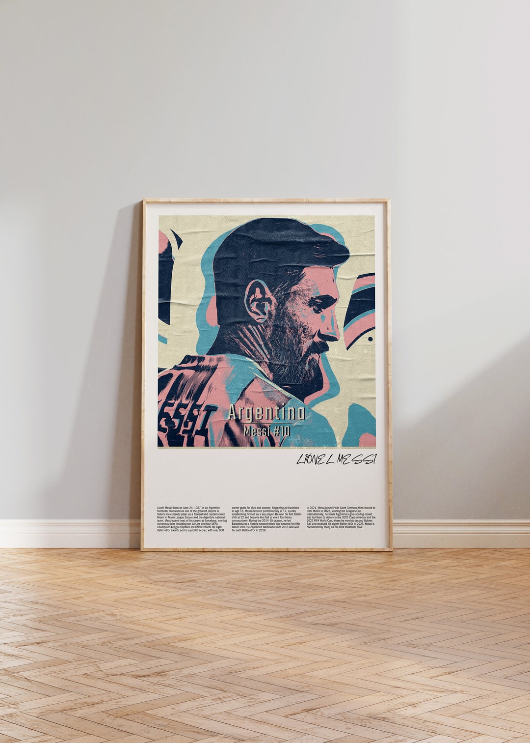 Lionel Messi Canvas Texture Print Argentina National Team Digital ...