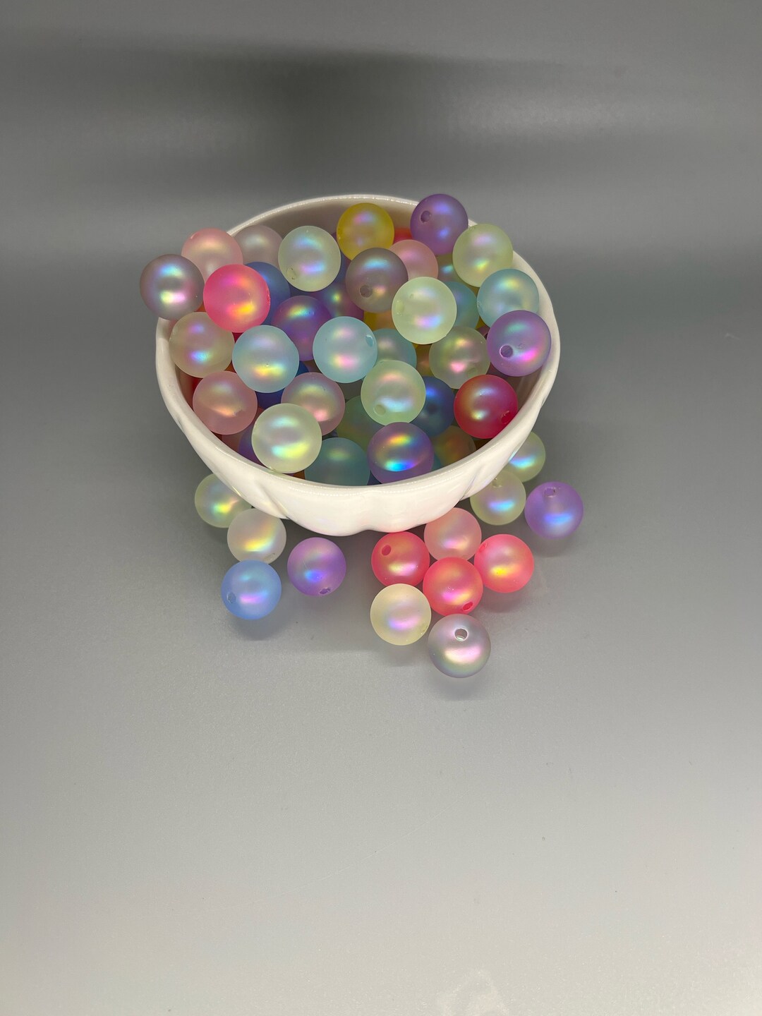 10 Beads UV Plating Frosted Acrylic Beads, Random Mix Color 16mm DIY ...