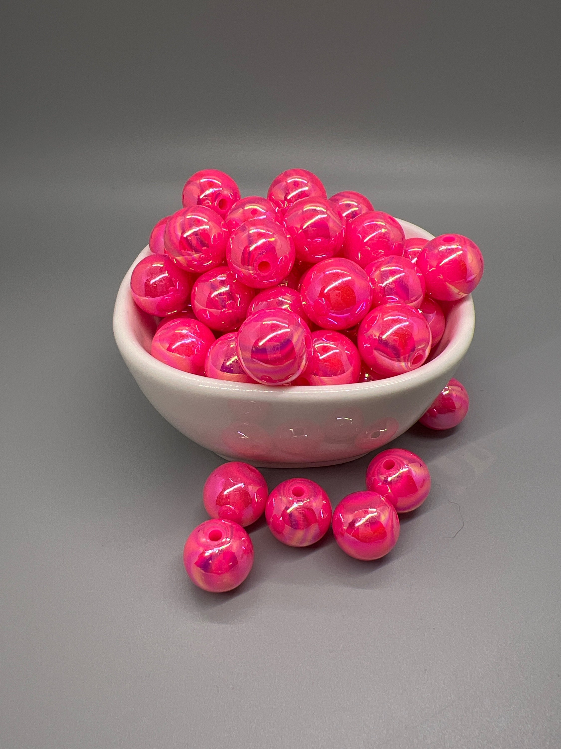 10 Beads Hot Pink UV Plating Glossy Acrylic Beads, 16mm DIY Ideas Gift ...