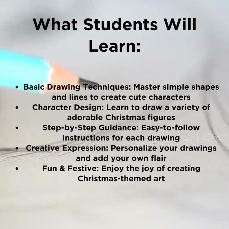 Cute Christmas Character Drawing Course: Step-by-step (digital Download ...