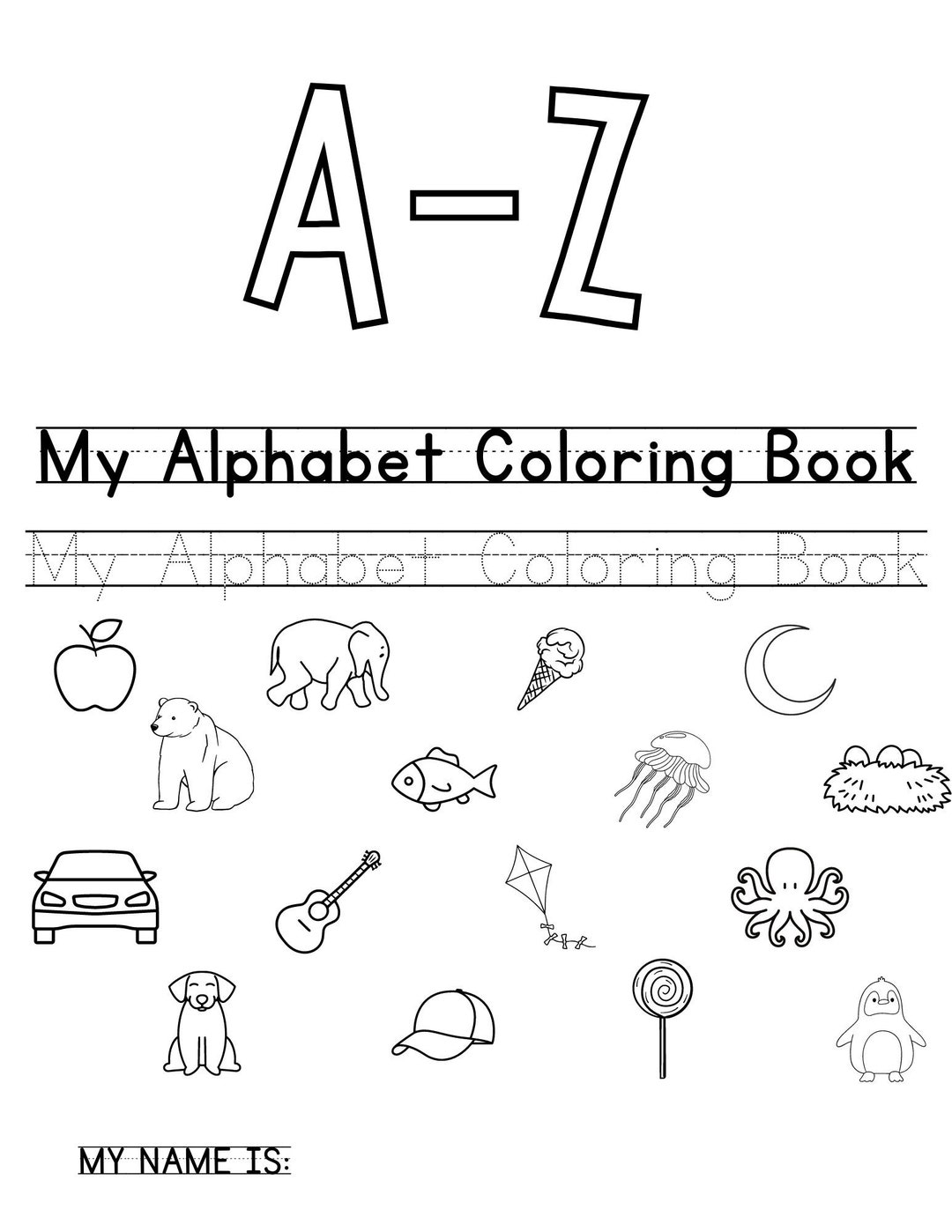 Kids Alphabet Coloring Book - Etsy