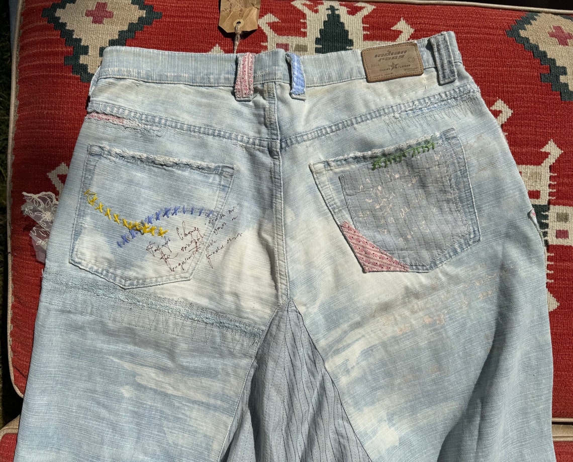 Indian Rags Country Boho Style Cotton Skirt, Hand Painted and ...