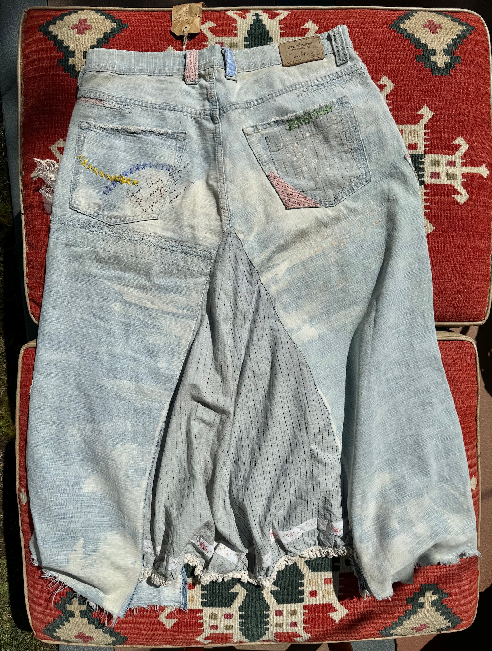 Indian Rags Country Boho Style Cotton Skirt, Hand Painted and ...