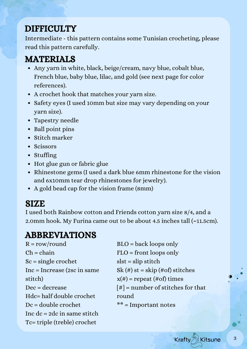 Genshin Impact Furina Amigurumi PDF Pattern - Etsy