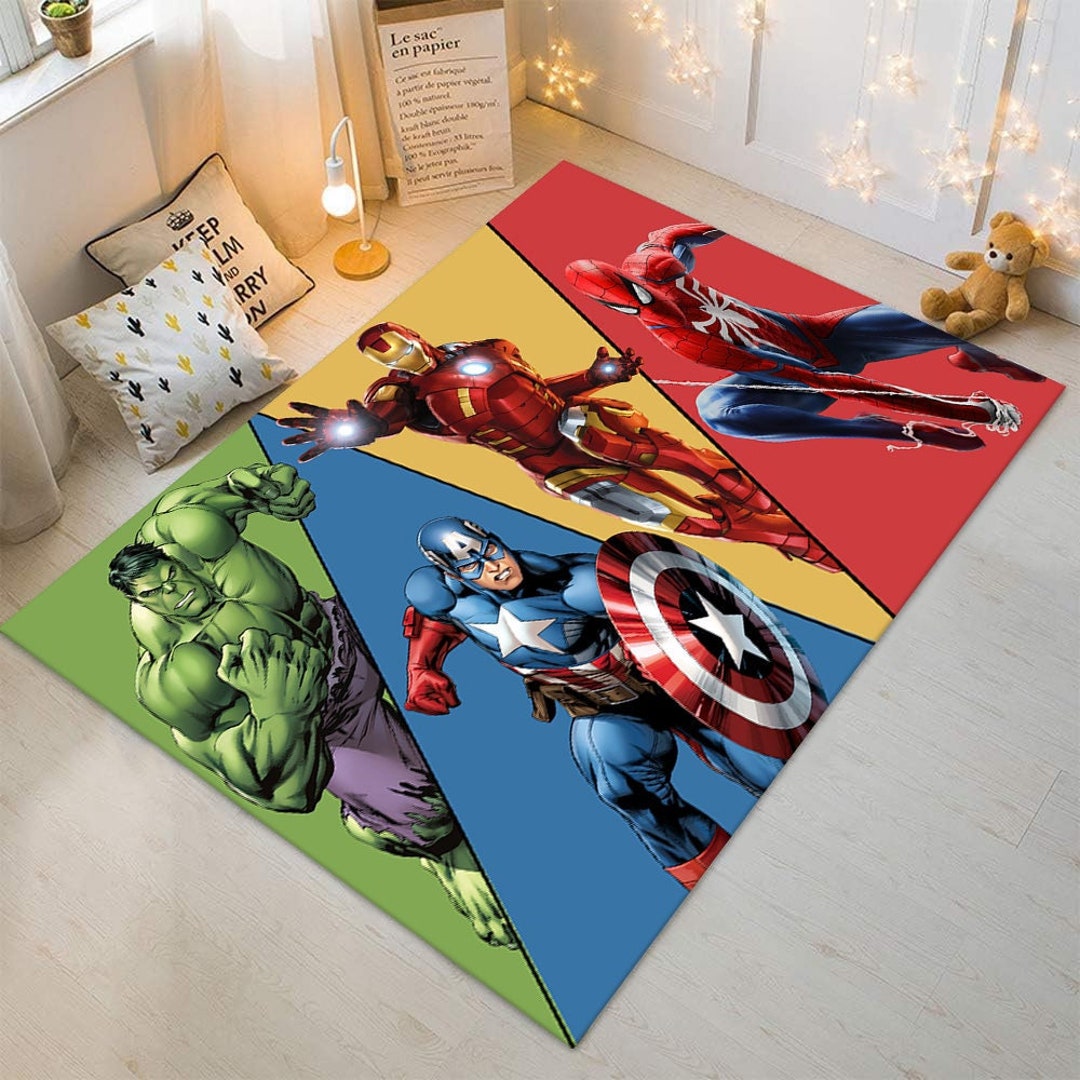 Super Hero Rug,superheroes,hulk Rug,spiderman Rug,ironman Rug,boys Room ...