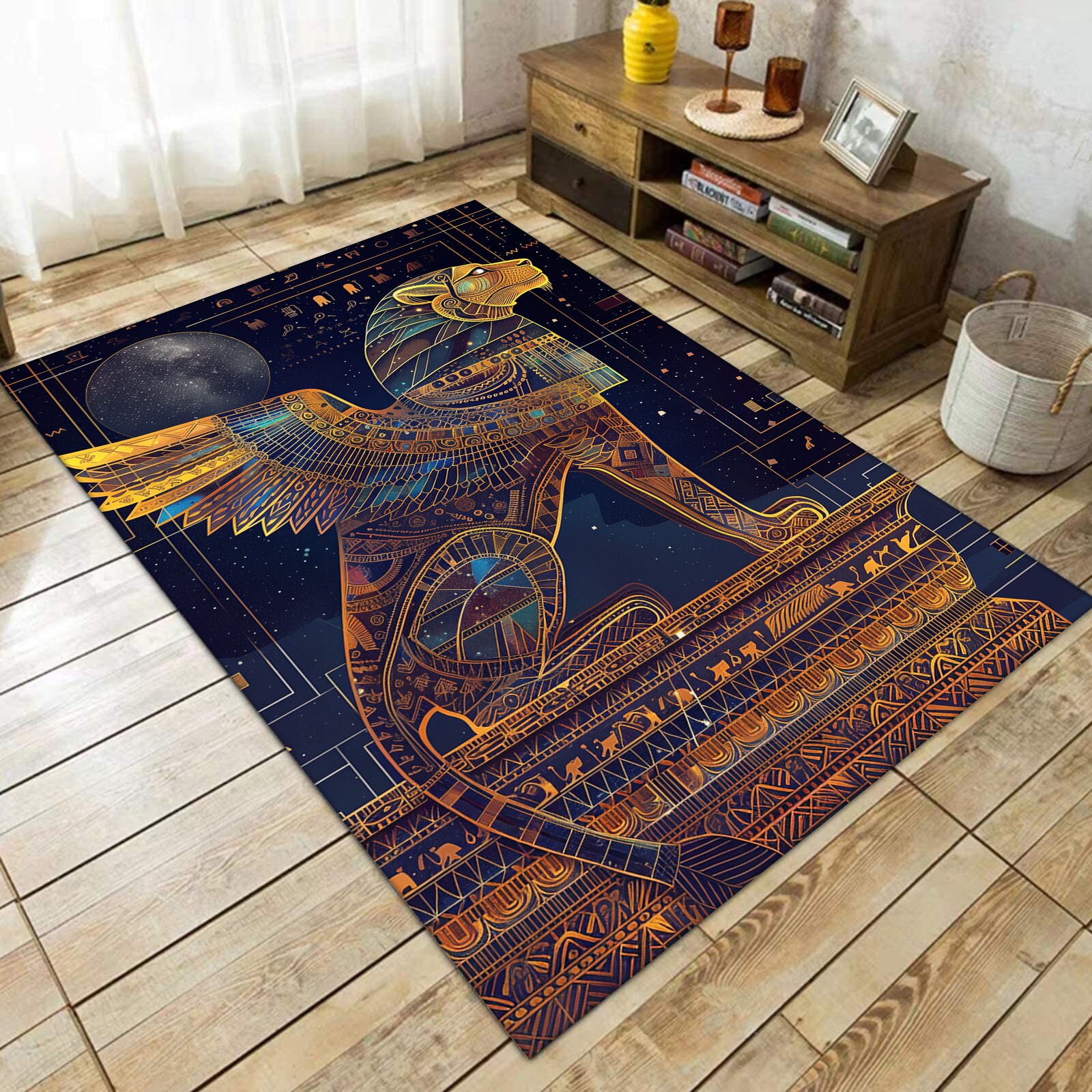 Egyptian Hierohlyphs Tiger,egyptian Cat Rug,egypt Rug, Hieroglyph Rug ...