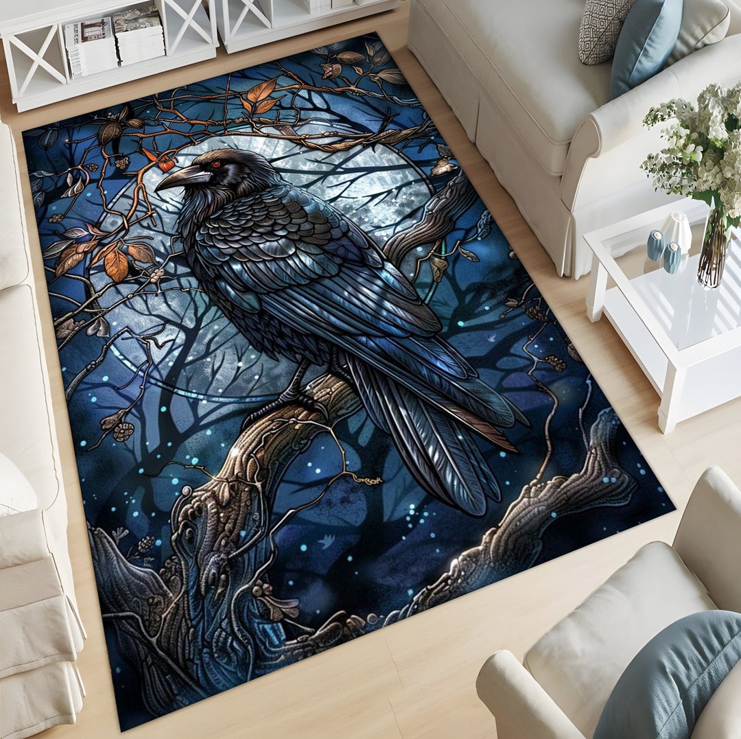 Raven Bird Rug,bird Rug,gothic Home Decor,animal Print Rug,gothic ...