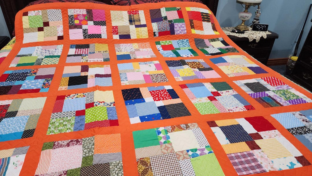 Queen Hand Sewn , Machine Quilted Hi Loft Poly ,queen Size Patchwork ...
