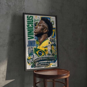 Vinícius Júnior Art, Vini Jr Poster, Brazil Soccer Legend Print ...